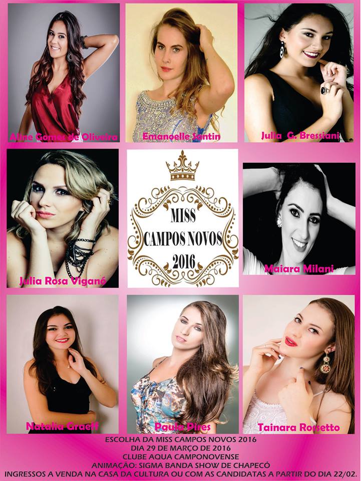 Conheça as candidatas a Miss Campos Novos 2016 - Jornal O Celeiro
